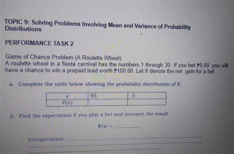 Solved Topic 9 Solving Problems Involving Mean And Variance Of
