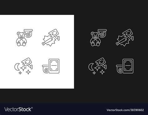 Security Monitoring Solution Linear Icons Set Vector Image