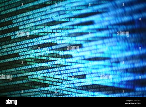 Power Of Big Data Binary Code Information Bit On Computer Monitor Screen Display Led Light