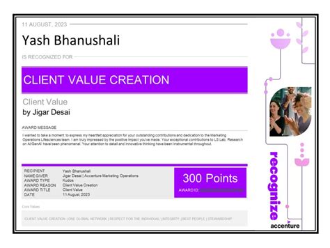 Yash Bhanushali On Linkedin Kudos Recognition Accenture Marketing