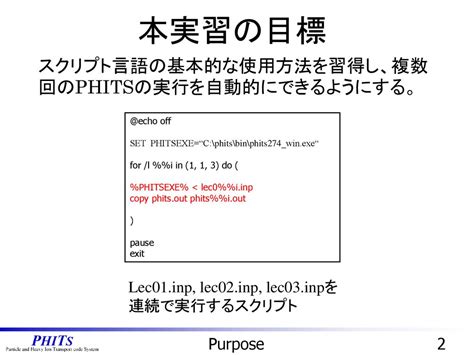 スクリプト言語を用いたPHITSの連続実行 ppt download