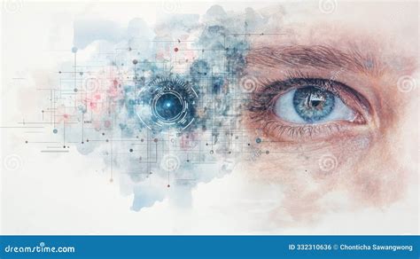 A Human Eye Merges With A Mechanical Eye Representing The Intersection
