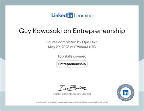 ojus dixit on linkedin certificate of completion