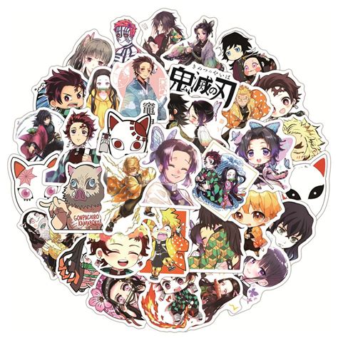 Cuessi PCS Anime Demon Slayer Kimetsu No Yaiba Stickers Graffiti DIY Skateboard Fridge