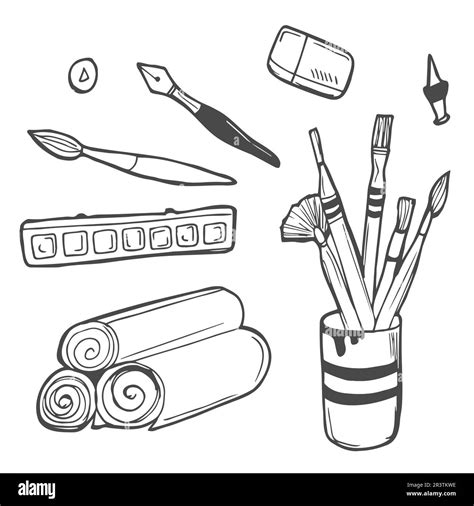 Art And Craft Hand Drawn Vector Symbols Stock Vector Image And Art Alamy