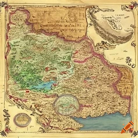 Detailed Fantasy Map In Avestan Script On Craiyon