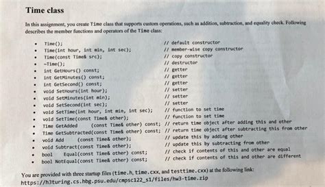 Time Class In This Assignment You Create Time