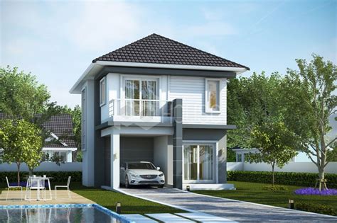 แบบบ้าน W 112 บ้าน 2 ชั้น ห้องนอน 3 ห้อง ห้องน้ำ 2 ห้อง ที่จอดรถ 1