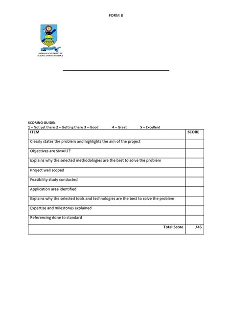 Final Year Project Proposal Evaluation Form Pdf