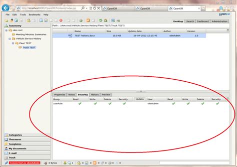 Open Source Document Management System OpenKM Missing Properties Window For Folders