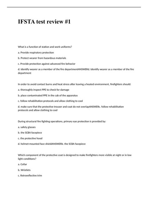 Ifsta Test Review 1 Questions And Answers 2024 Ifsta Stuvia Us