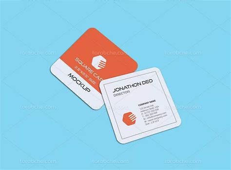 فایل موکاپ کارت ویزیت مربع با کیفیت گرافیک با طعم تربچه