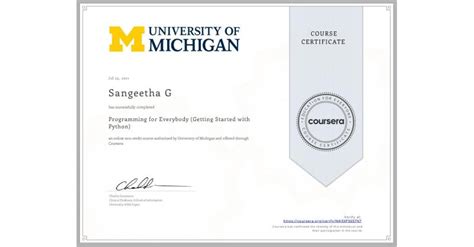 Sangeetha G On Linkedin Coursera Python Certification