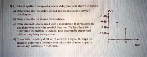 Solved Q2 Alocal Spatial Average Of A Power Delay Profile Is Shown