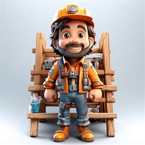 Premium Photo Orange Helmet Carpenter Man Bearded Man Work Tool