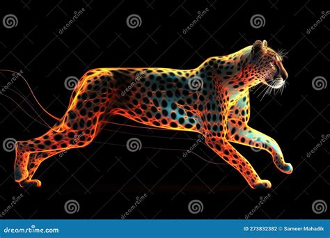 A Sleek And Speedy Cheetah On The Run Generative AI Stock Illustration Illustration Of