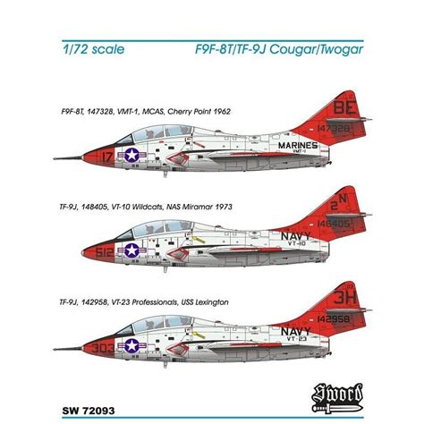 Sword 72093 F9f 8ttf 9j Cougartwogar 172 Scale Model