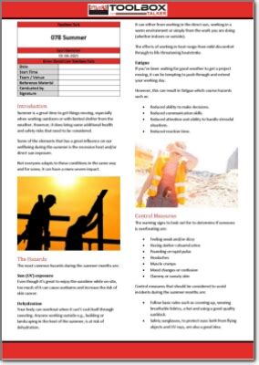 Summer Toolbox Talk Toolbox Talker