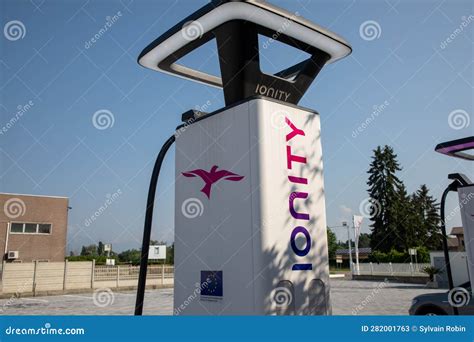 Ionity Logo Brand And Text Sign On High Power Charging Units Car