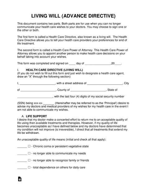 Free Printable Living Will Forms Washington State Free Printable