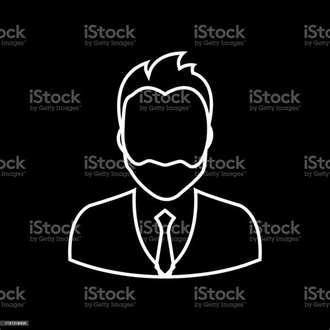商人線性圖示白色向量商人頭像個人資料圖片線藝術圖示向量圖形及更多人圖片 人 人的頭部 人體部分 Istock