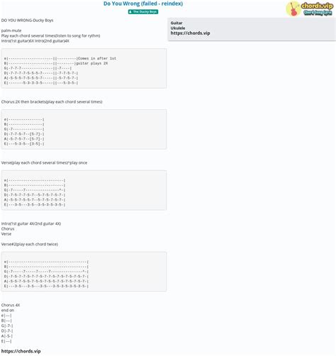 Chord Do You Wrong Failed Reindex Tab Song Lyric Sheet Guitar