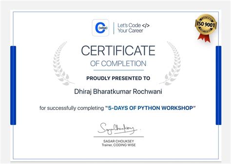 Just Earned My Certificate In Python🏆 Thanks To Codingwise For