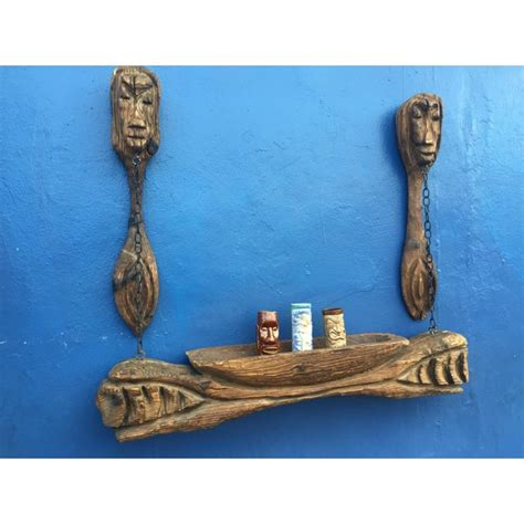 Vintage Mid Century Carved Tiki Witco Wall Hanging Chairish