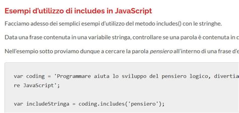 Includes In Javascript Metodo Includes Su Stringhe