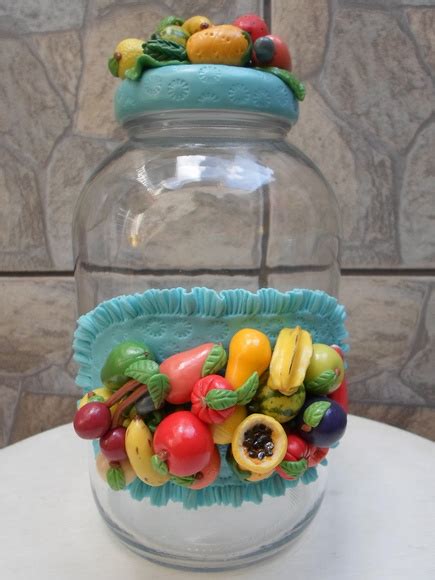 Pote De Vidro Frutinhas Em Biscuit Elo7 Produtos Especiais