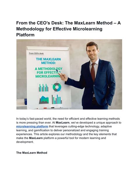 Ppt From The Ceos Desk The Maxlearn Method A Methodology For Effective Microlearning