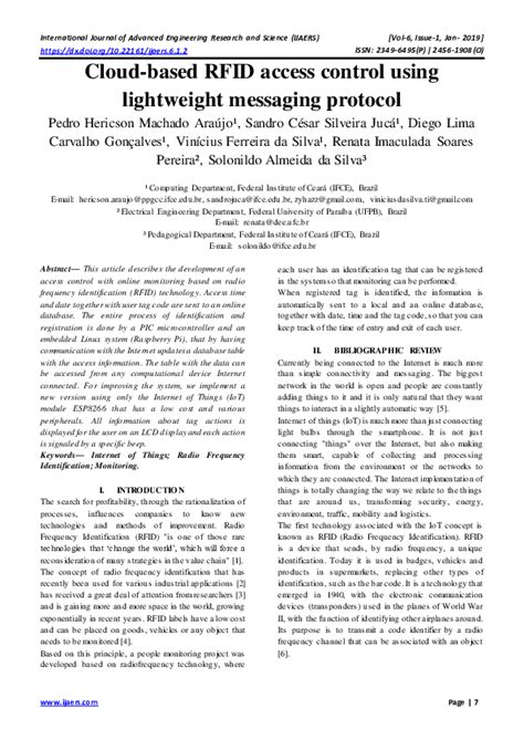 Pdf Cloud Based Rfid Access Control Using Lightweight Messaging Protocol