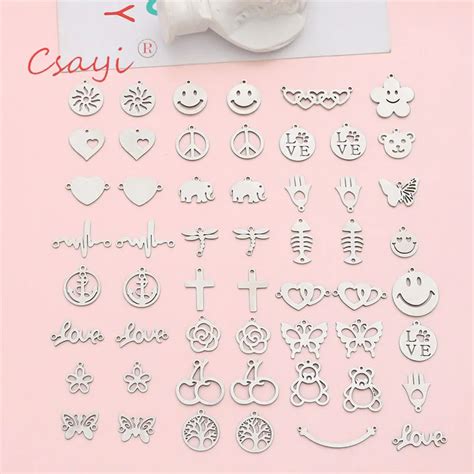 Csayi 페이드 참 없음 스테인레스 스틸 나비 나무 하트 참 수제 공예 펜던트 쥬얼리 Diy 목걸이 20 개