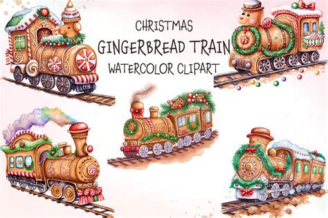 Christmas Gingerbread Train Clipart Graphic By Turtle Rabbit · Creative