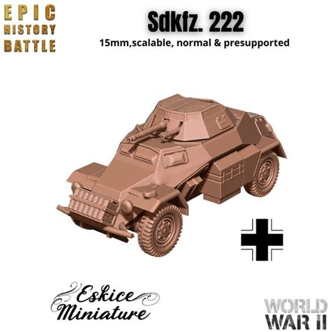 5x Sdkfz 222 German Armored Cars 3d Resin Printed 15mm Etsy