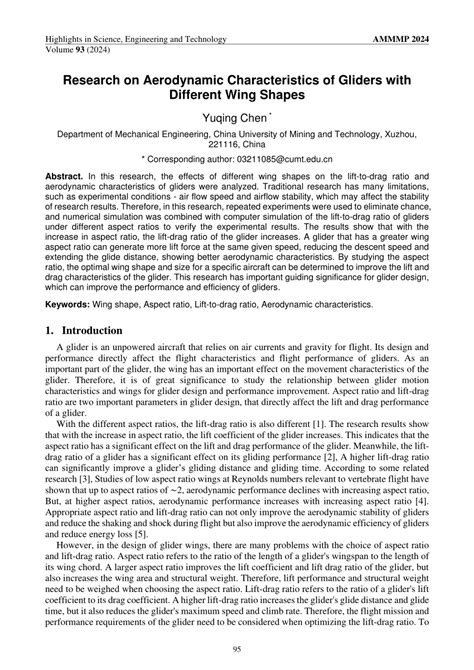 Pdf Research On Aerodynamic Characteristics Of Gliders With Different
