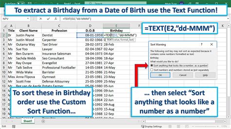 Excel Tip Extracting A Birthday From A Date Of Birth
