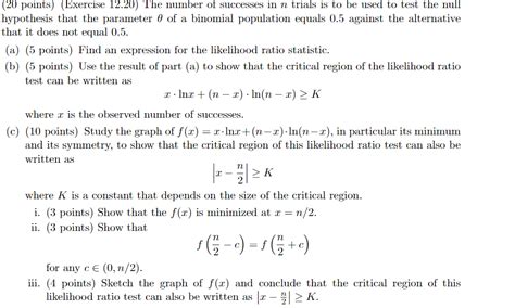 20 Points Exercise 12 20 The Number Of Successes Chegg Com
