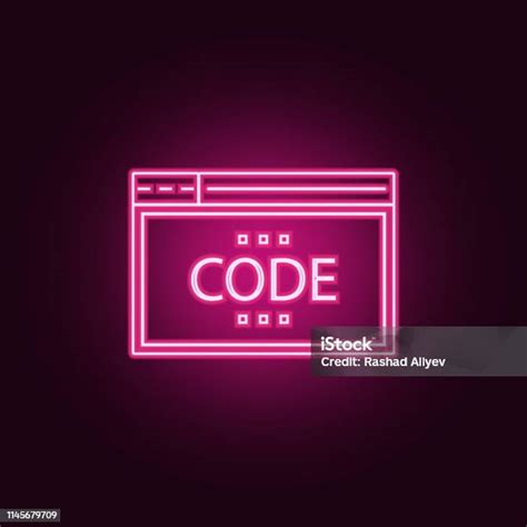 브라우저 코딩 아이콘입니다 네온 스타일 아이콘에서 웹 개발의 요소입니다 웹사이트 웹 디자인 모바일 앱 정보 그래픽에 대 한 간단한 아이콘 0명에 대한 스톡 벡터 아트 및