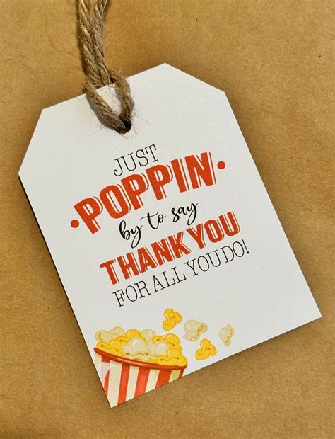 Printable Popcorn Tag Popcorn Thank You T Tags Poppin By To Say