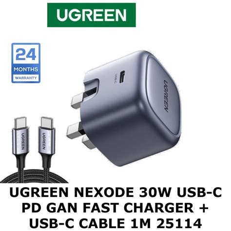 Ugreen Nexode 30w Usb C Pd Gan Fast Charger Usb C Cable 1m 25114