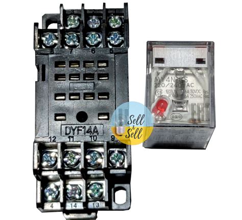 1 Set Relay My4n Gs Omron 220vac Original Socket Relay Omron My4ngs Socket 14 Pin Dyf14a