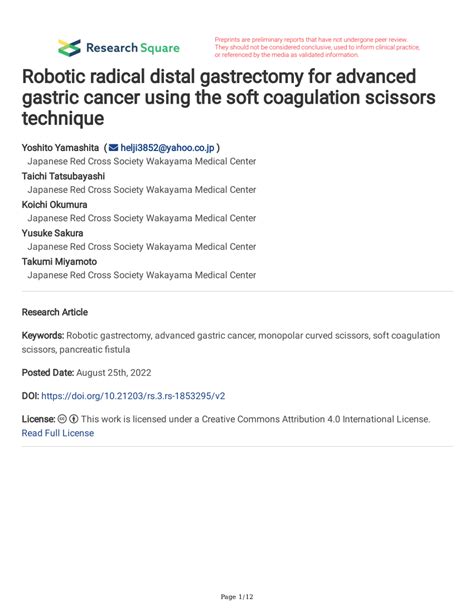 Pdf Robotic Radical Distal Gastrectomy For Advanced Gastric Cancer