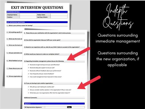 Exit Interview Questions Template Streamline Offboarding With Editable HR Form Etsy