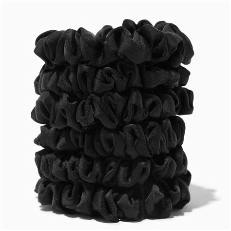 Claires Black Skinny Silky Hair Scrunchies 6 Pack Hamilton Place