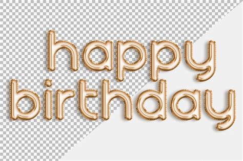 Premium Psd Happy Birthday Gold Foil Balloons