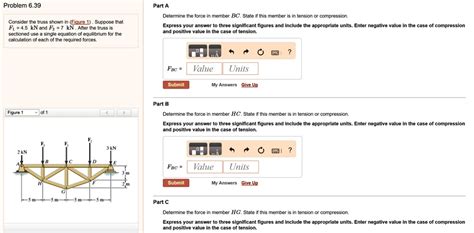 solved problem 6 39 part a determine the force in member bc state if