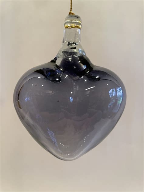 Mexican Blown Glass Heart Purple Blown Glass Hearts