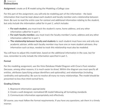 Solved Assignment Create An E R Model Using The Modeling A Chegg