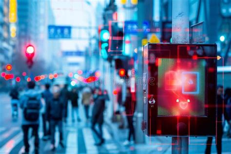 Facial Recognition Surveillance Cctv Cameras In Action Stock Illustration Illustration Of